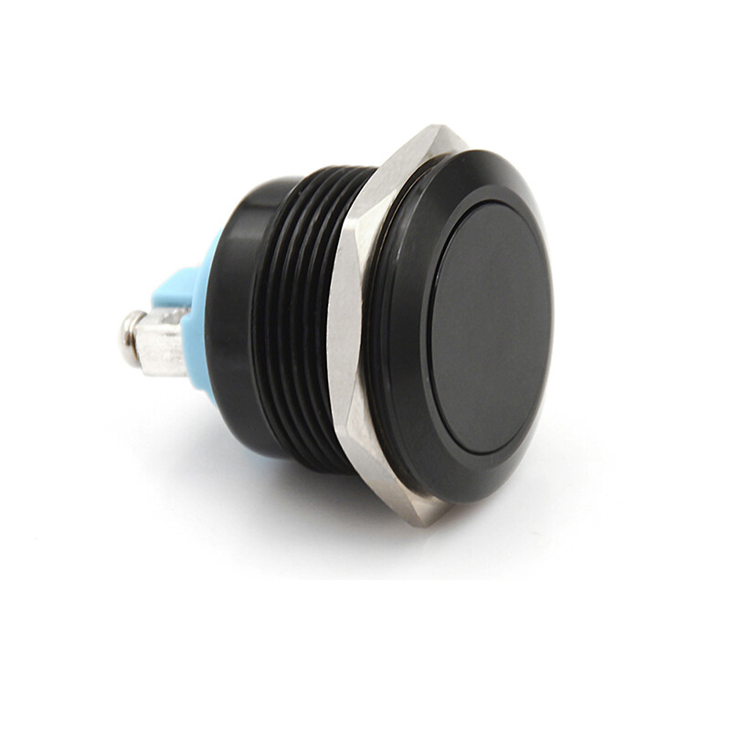 1PC 22mm waterproof black momentary metal flat top push button switch Y ...
