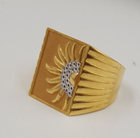 Plain Solid Gold 22K Gold Ring Half Sun Rays Ring Signet Ring Sun ...