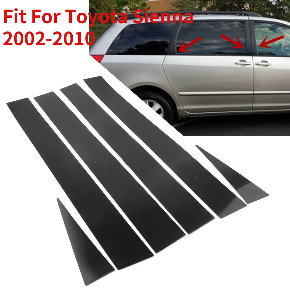Fit For Toyota Sienna 2002 2010 Black 6 Pcs Pillar Post Door Window