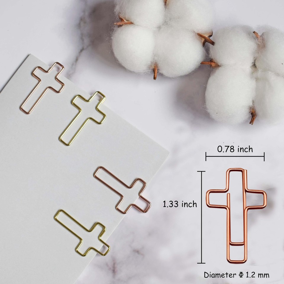 40 Pack Cross Paper Clips with Ribbons Set. 30 Rose Gold | eBay