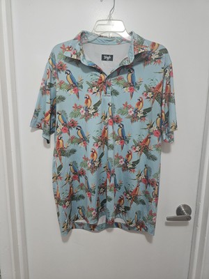 Waggle Men’s Golf Shirt. Tropical, Birds, Parrots, Colorful. Size L | eBay