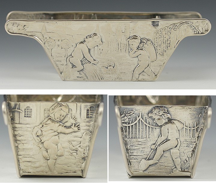 Antique Hanau German Silver Miniature Trough Grape Treading Wine Making ...