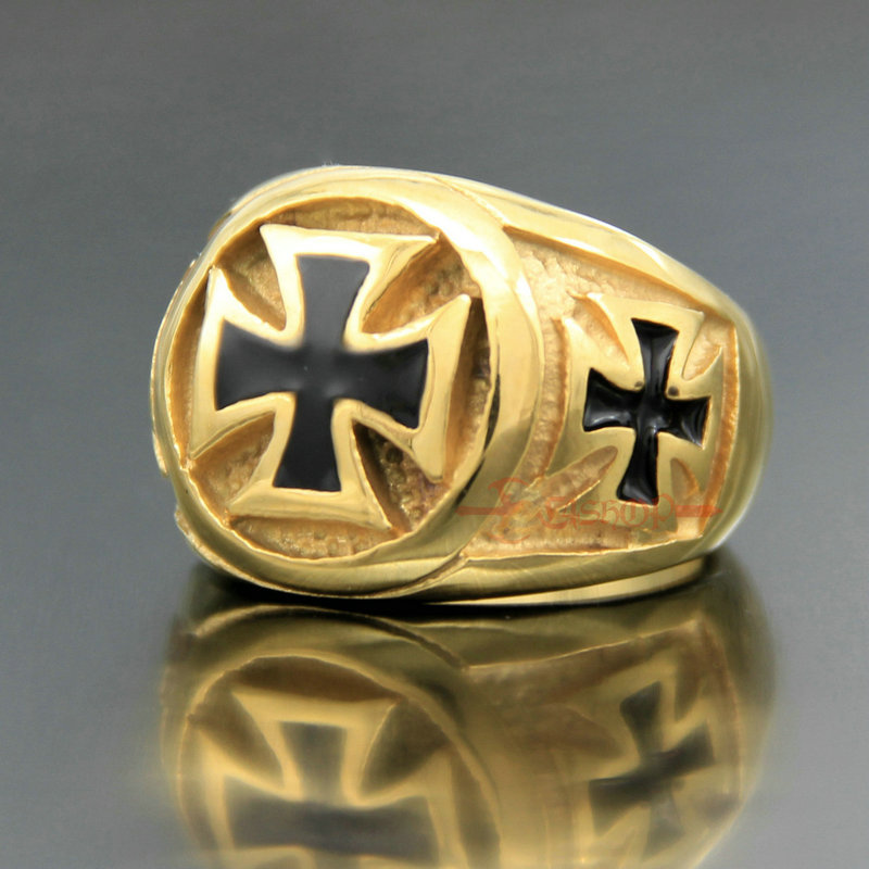 Men WW II German Knight Iron Cross Pattée Patty Gold Plated Stainless ...