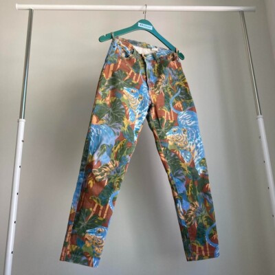 kenzo 90s high rise tiger pattern rainbow ankle jeans size 26” | eBay