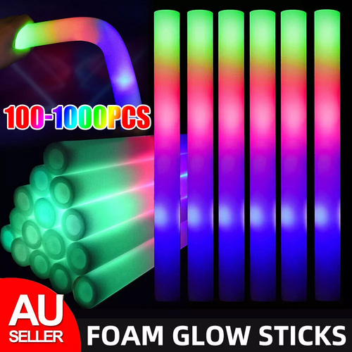 100-1000x Flashing Foam Glow Sticks Bulk LED Glow Sticks Light Stick ...