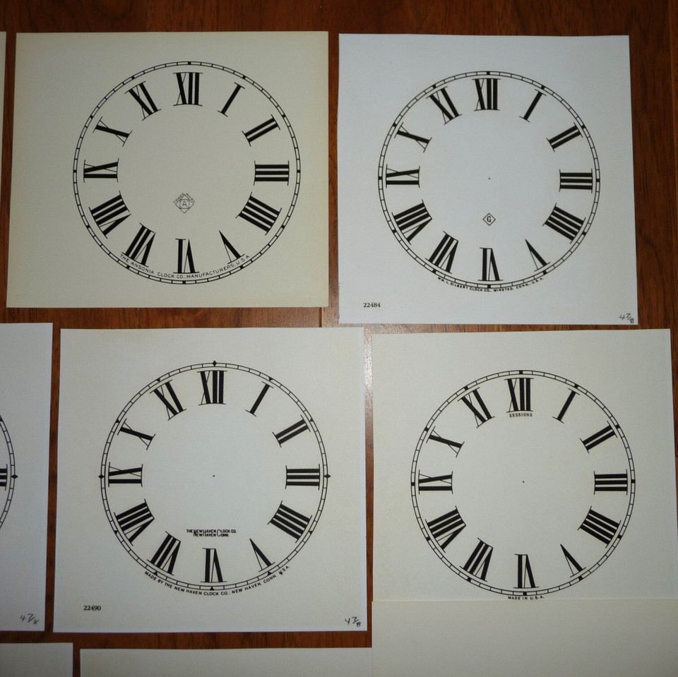 16 Different 4 1/4 to 7 1/8 Inch Paper Trademark Clock Dials Antique ...