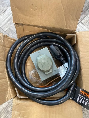 Vevor 50 Amp Generator Cord and Power Inlet Box 15FT NEMA 14-50P/SS2 ...