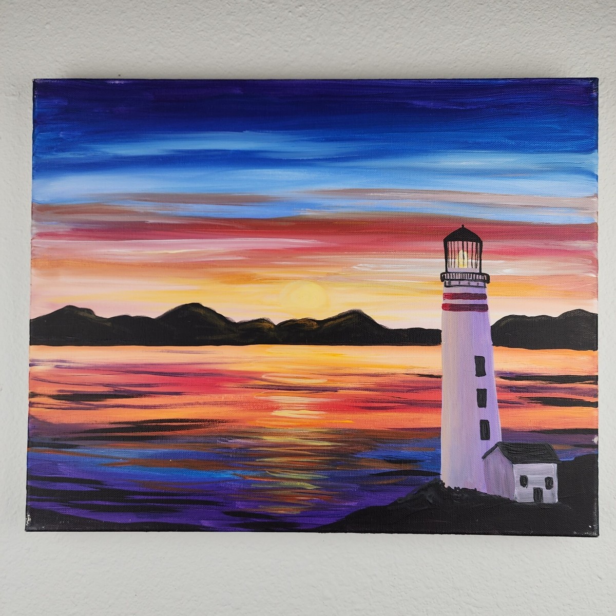 Lighthouse Sunset Paintings Acrylic Sunset Lighthouse Painting