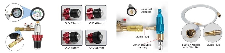 Universal Coolant Vacuum Refill Kit Radiator Coolant Filler Bleeder ...