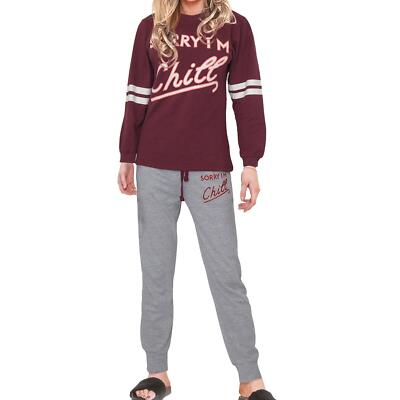Ladies Pyjamas I Am Chill Print Top & Bottom Long Sleeves Lounge Suit ...
