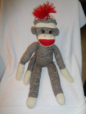 Sock Monkey Brown Knit red lips 20" Schylling Rowley Stuffed Animal ...