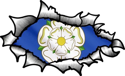 Oval Ripped Open Torn Metal Rip & Yorkshire Rose York County Flag car ...