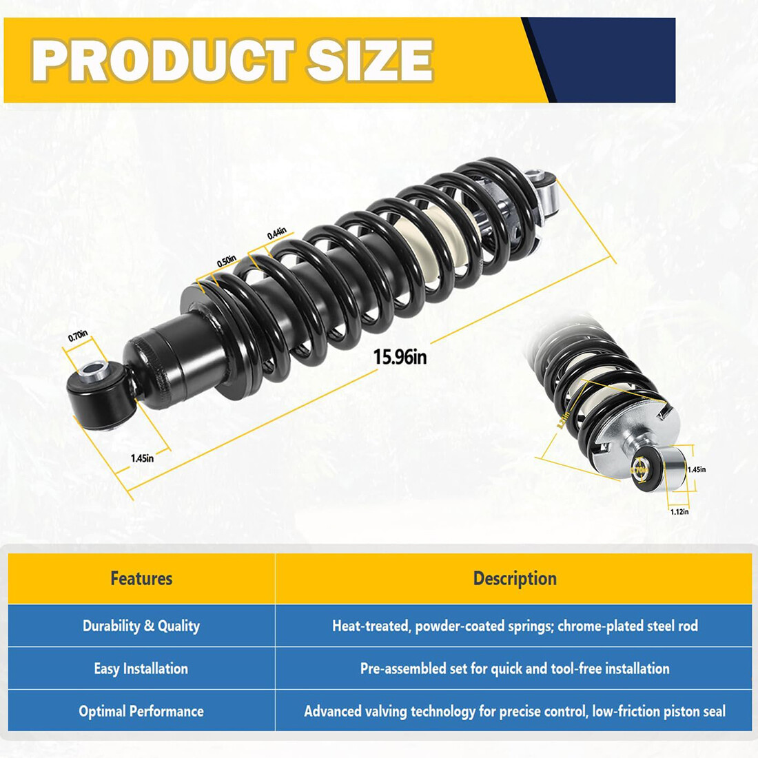 Rear Coil-Over Strut Shock Absorber Spring For John Deere Gator XUV620i ...
