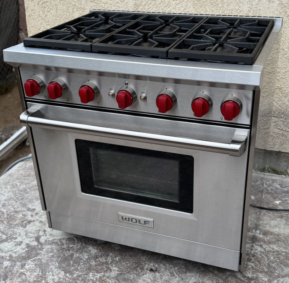 Wolf GR366 - 36" Professional All Gas Range Oven 6 Burner Red Knobs | eBay
