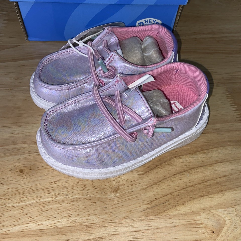 Hey Dude Wendy Iridescent Sparkle Kids Shoes Sz C6 Purple Pink | eBay