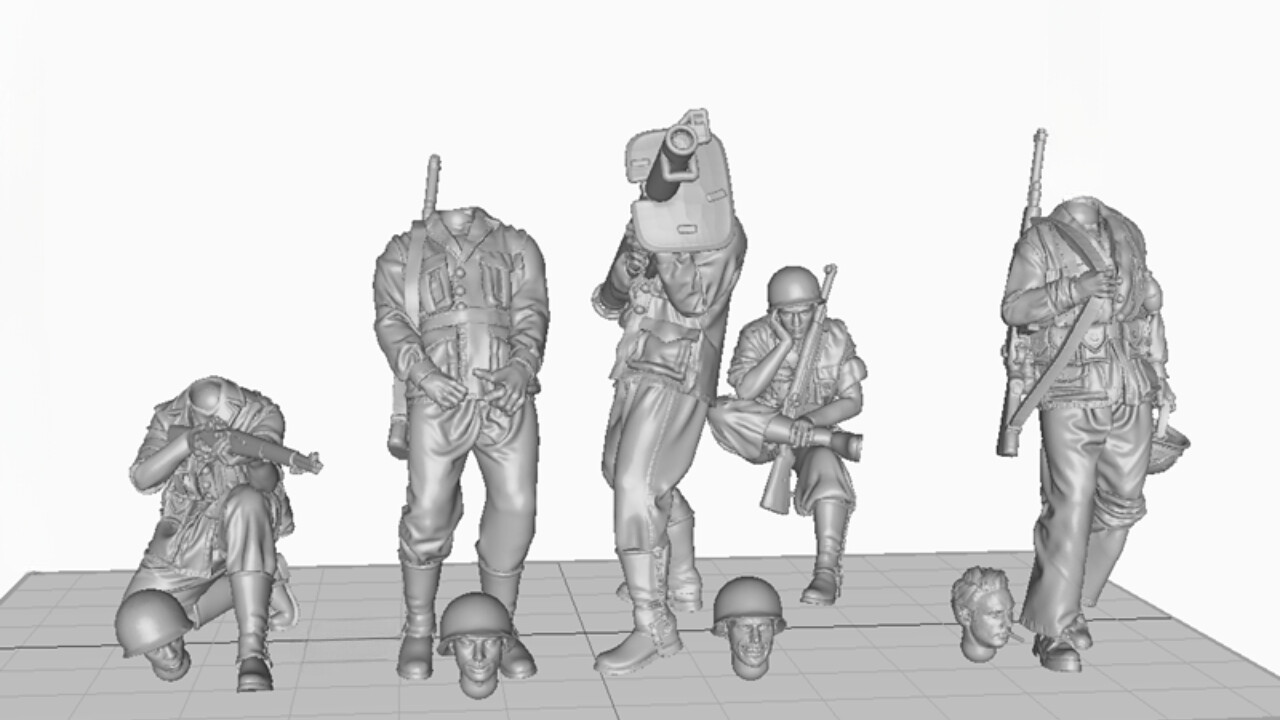 1/35 Scale WW2 US Military 5 Soldiers Resin Figures Model Kits | eBay