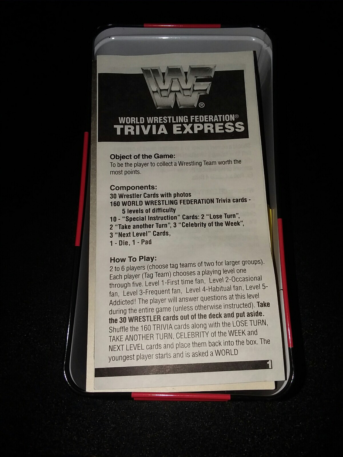 WWF WWE Wrestling Trivia Cardinal Game Collectible Tin Complete All 30 ...