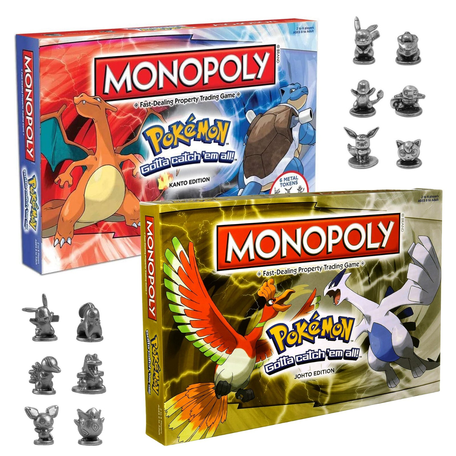 Pokémon Monopoly 2 Pack Set JOHTO & KANTO Edition Board Game New ...