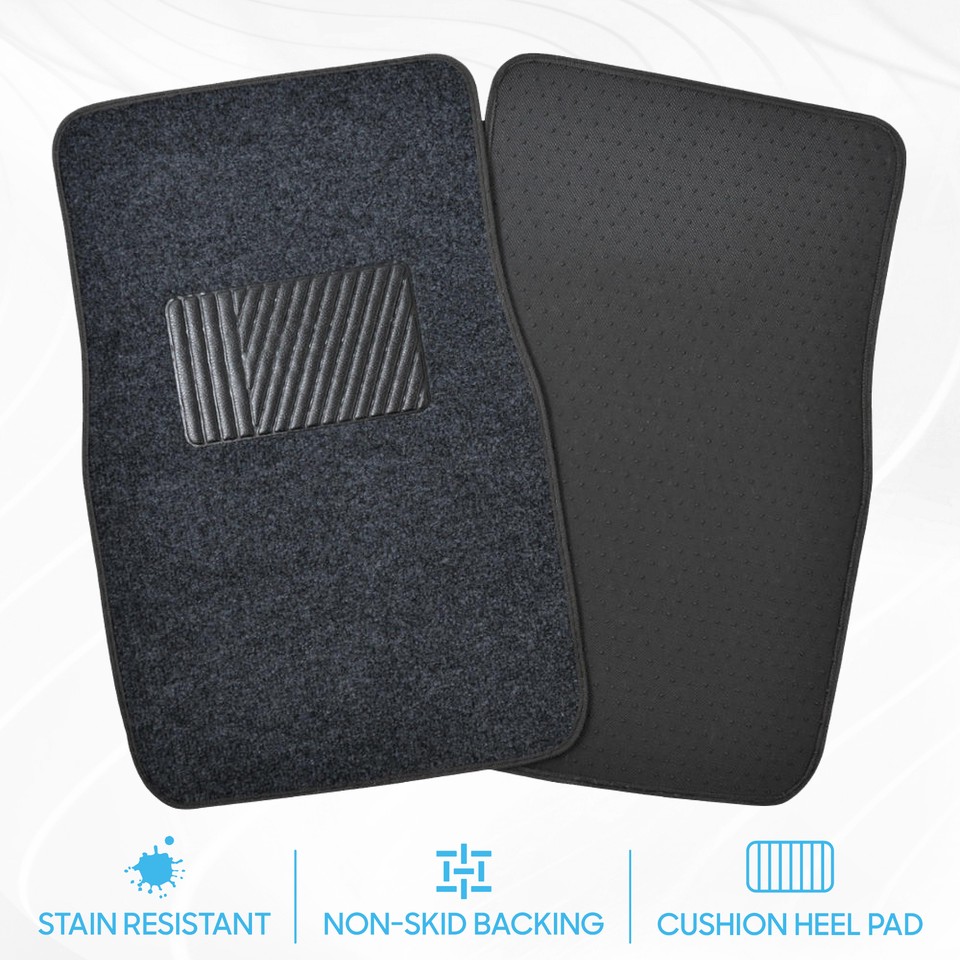 Car Carpet Floor Mats 4 Piece Vinyl Heel Pad Rug for Sedan & SUV Car ...