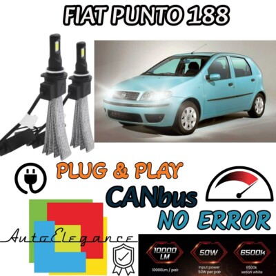 KIT FULL LED FIAT PUNTO 188 MK3 LAMPADE H7 6000K XENON BIANCO GHIACCIO ...