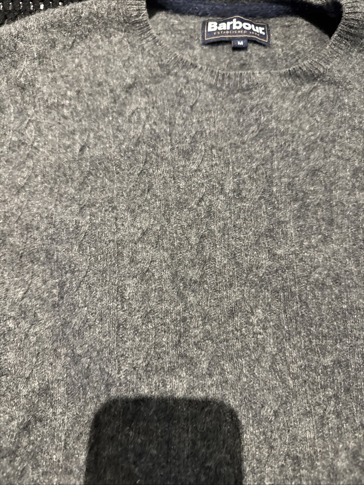 Barbour Sweater Mens Medium Grey Wool Cable Knit | eBay