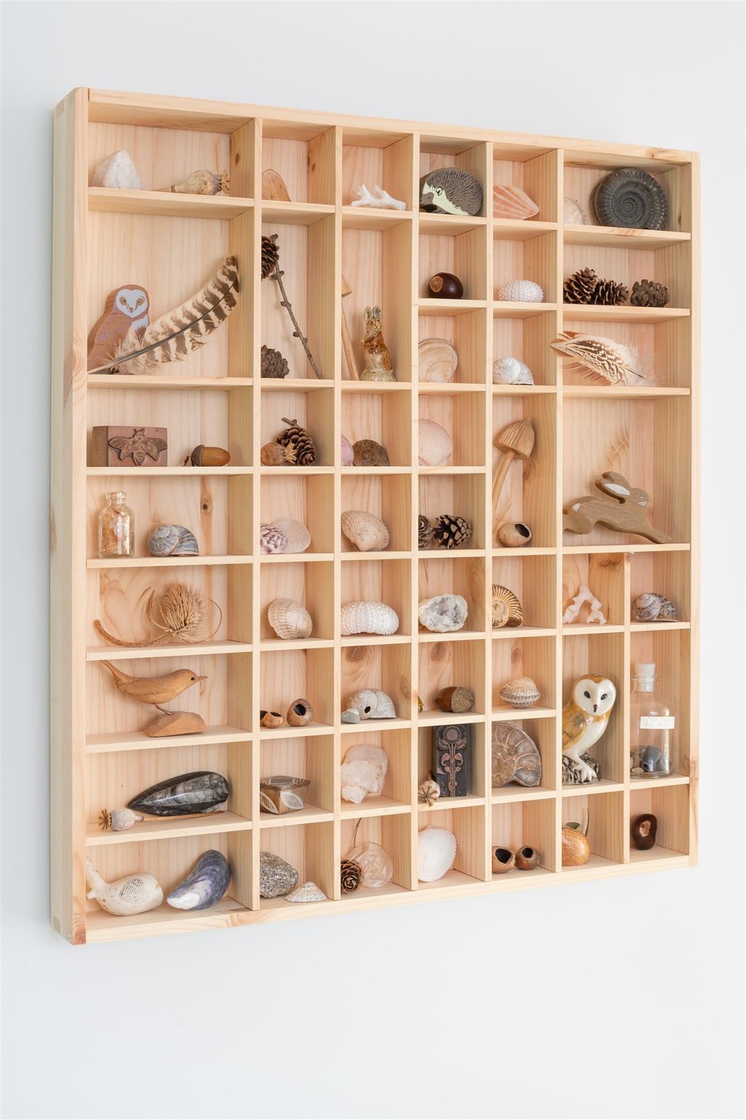 Large Wooden Display Cabinet Trinket Shelf | 51 Compartments | 52 x 46 ...
