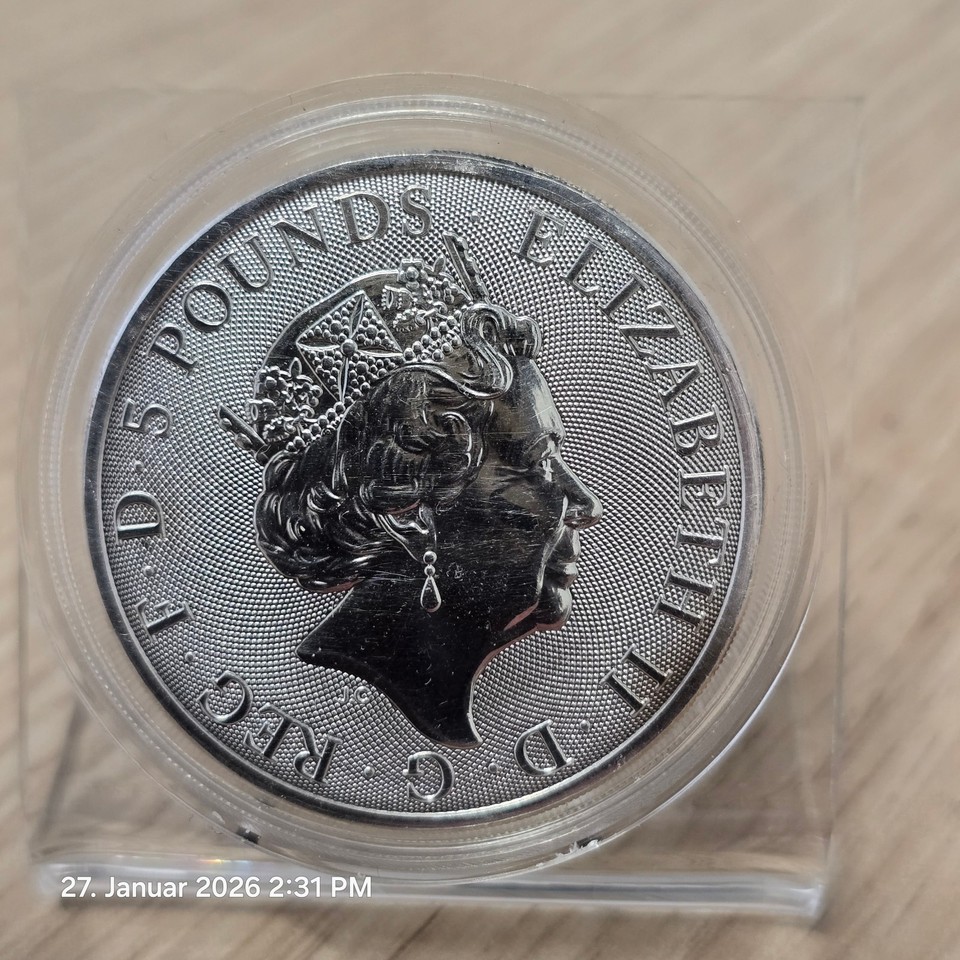 Großbritannien 5 Pounds 2021 Queen's Beasts Completer Coin 2 oz Silber ...