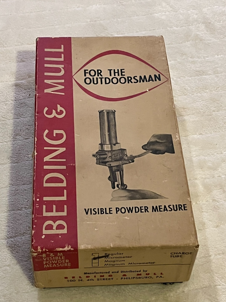 Belding & Mull Powder Measure & 2 Drop Tubes ORIGINAL BOX GUN RELOADING ...