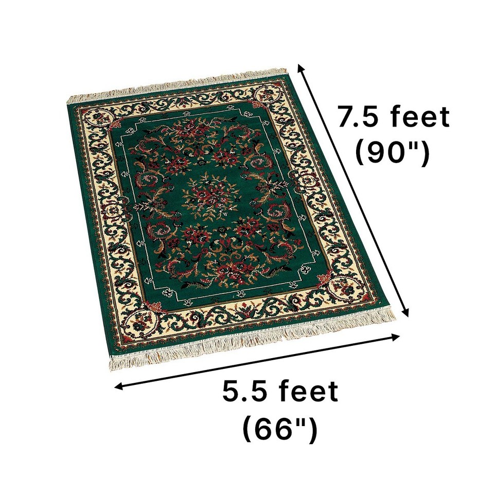 Rectangular Area Rug 5' 6" x 7' 6" Green Polypropylene | Renovator's ...