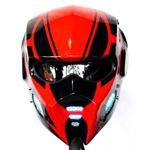 WOLF MAN BUMBLE-BEE RED CUSTOM MOTORCYCLE HELMET 3LAMPs OPEN FACE ...