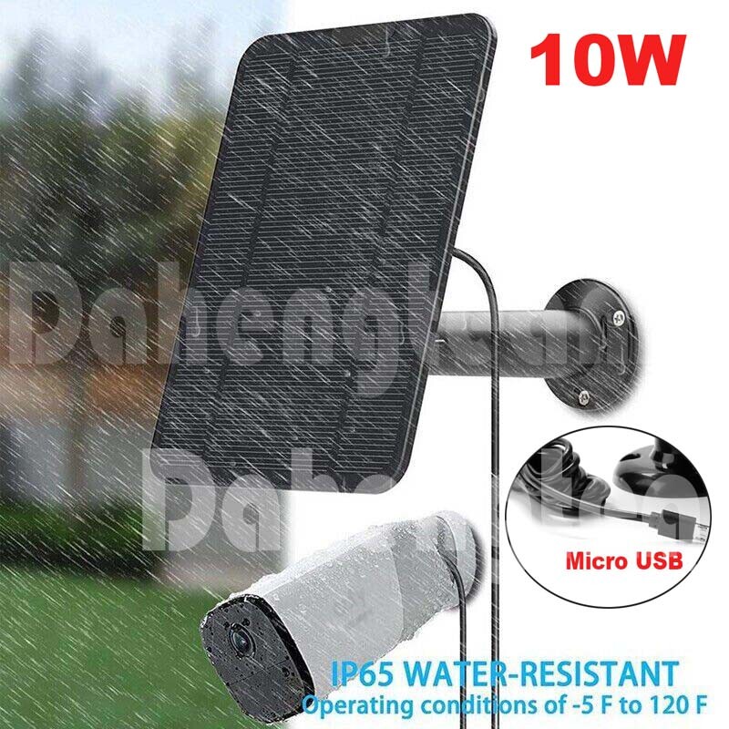 10W 5v Pro Solar Panel For Eufy Eufycam Cam E/2C/E/2 Wall Mount 3M ...