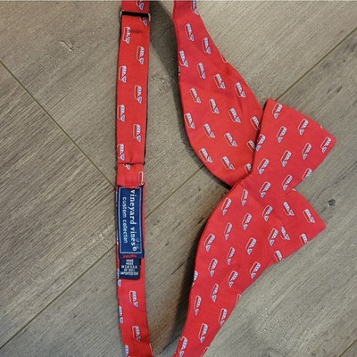 New men's vineyard vines red silk bow tie with whale design patriotic ...