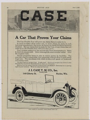 1917 J.I. Case Threshing Machine Co. Ad: Case Flexible Four Automobile ...