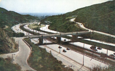 Aerial View Cahuenga Pass Hollywood Freeway Los Angeles California 1953 ...