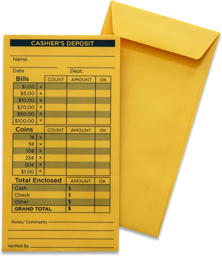 Cashier'S Deposit Envelopes | Cash Drop Envelopes (100), Brown ...