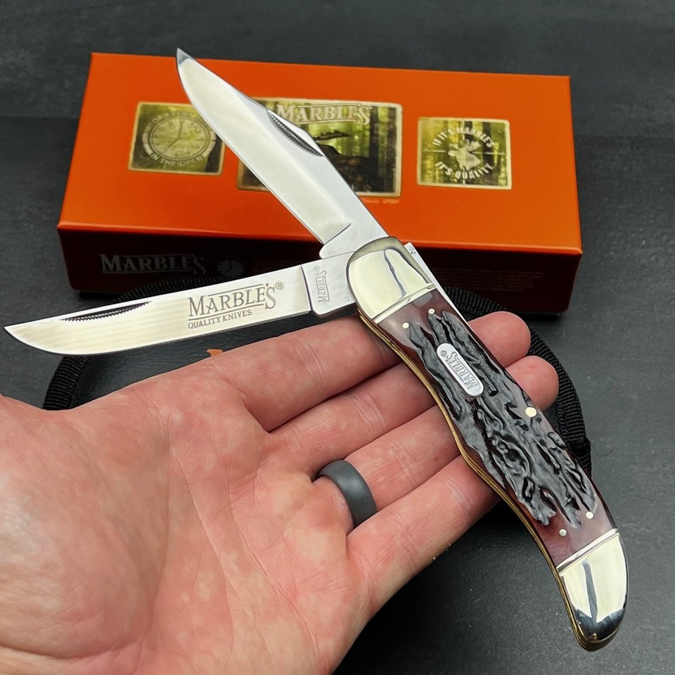 Marbles Outdoors Knives Stag Bone Skinning 2 Blade Folding Hunter ...