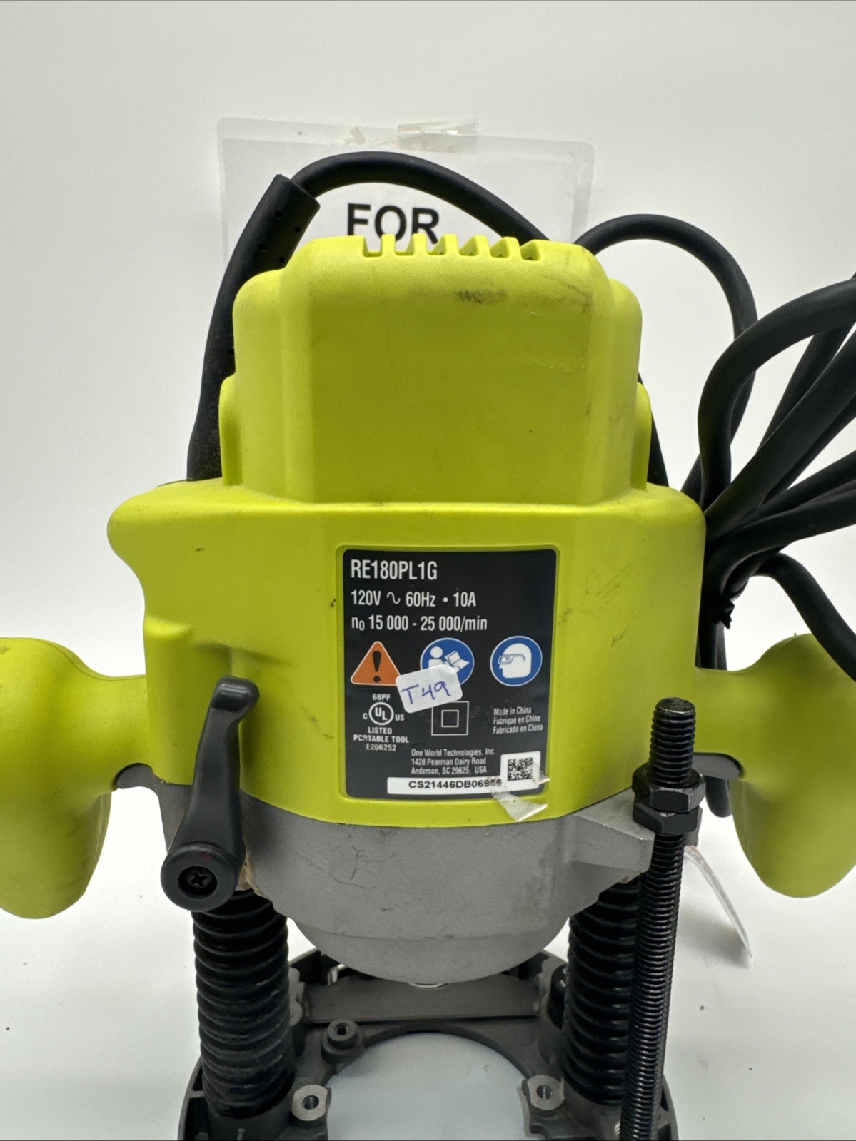 Ryobi RE180PL1G 2-HP 10-Amp Plunge Router Parts T49 672587041433| eBay
