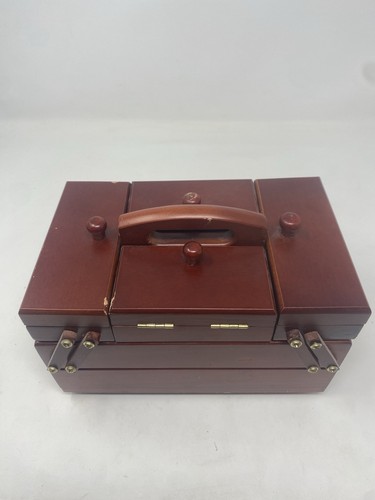 Vintage Wooden Fold Out Singer Sewing Box with Thread & Notions | eBay
