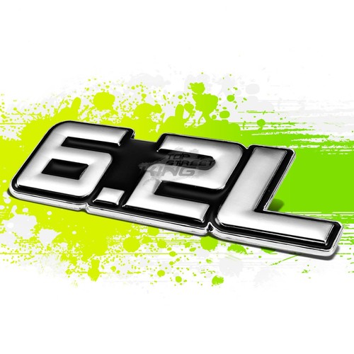 BLACK "6.2L" SILVER LETTER LOGO TRIM BADGE METAL EMBLEM DECAL EXTERIOR ...