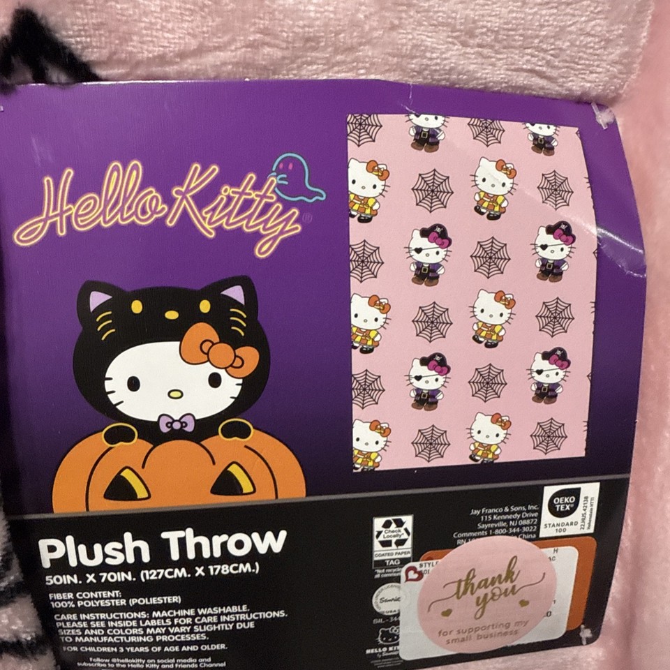 New Hello Kitty Pink Pirate Halloween 50" x 70" Plush Throw Blanket New ...