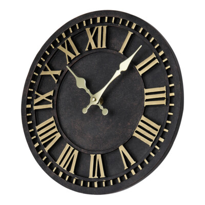 GARDEN ROMAN WALL CLOCK LARGE INDOOR OUTDOOR BIG ROMAN NUMERALS RESIN ...