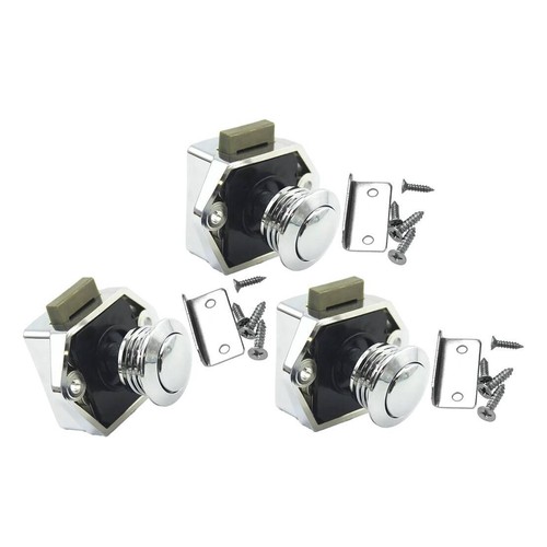 3x Mini Push Button Catch Lock Latch Knob Drawer Cupboard Cabinet ...