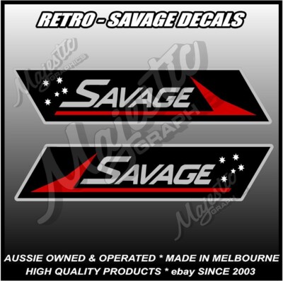 SAVAGE - 360mm X 80mm X 2 - LEFT & RIGHT PAIR - BOAT DECALS / STICKERS ...