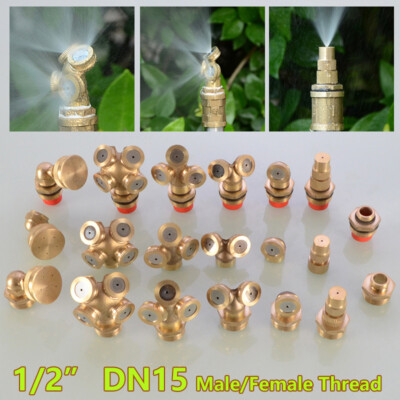 1/2" Brass Misting Nozzles Fogging Sprinkler Head Garden Lawn ...