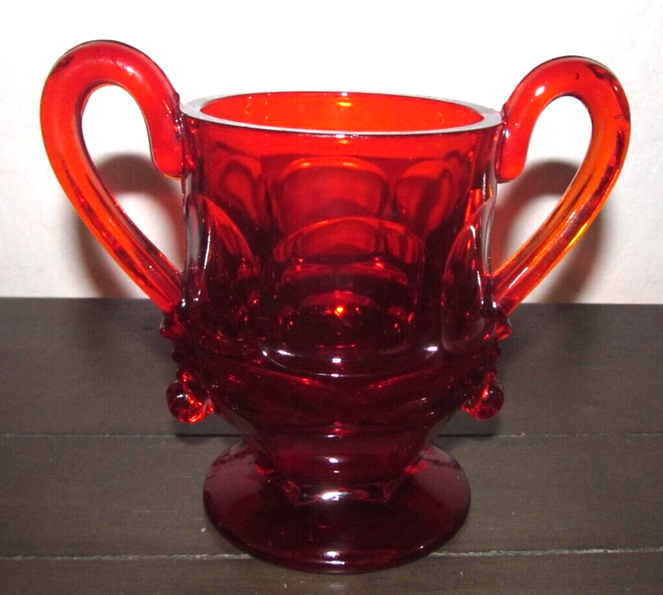 Vintage Fostoria Heavy Red Argus Flint Glass Sugar & Creamer Uranium ...