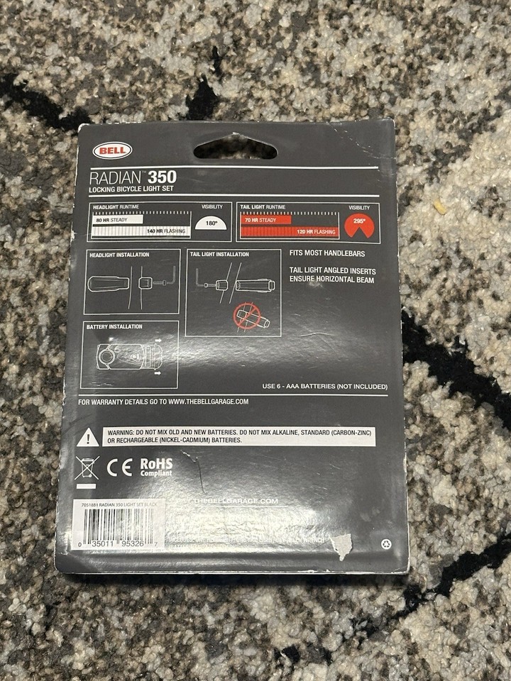 Bell Radian 350 Composite LED Bike Safety Light Kit: Headlight & Tail ...