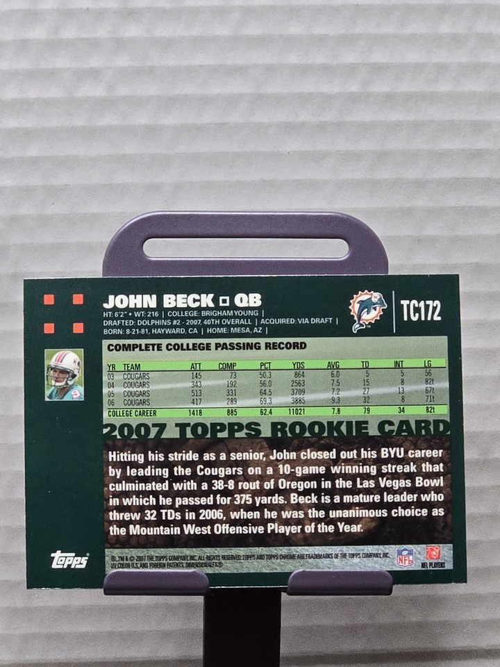 2007 JOHN BECK Topps Chrome #TC172 ROOKIE CARD! MINT CONDITION!!! | eBay