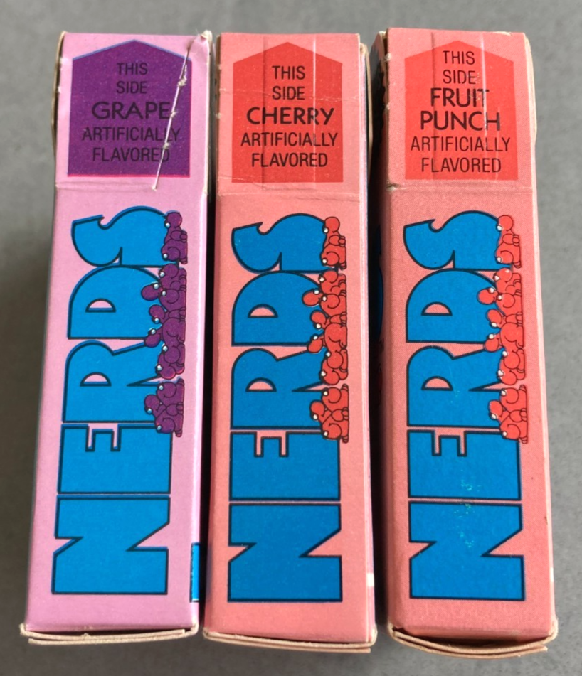 1982 vintage NERDS candy EMPTY BOX LOT of 3 opened Willy Wonka doll ...