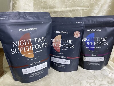 Moon Brew Nighttime Superfood Hot Cocoa, Cinnamon Chai, Rose -herbal ...