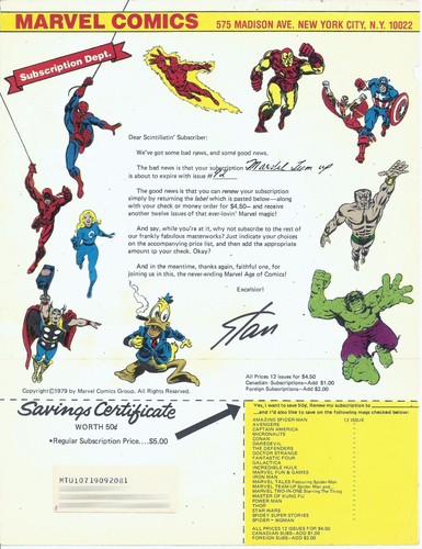 Rare 1979 Marvel Comics Super Heroes Spider-Man Subscription Letter ...